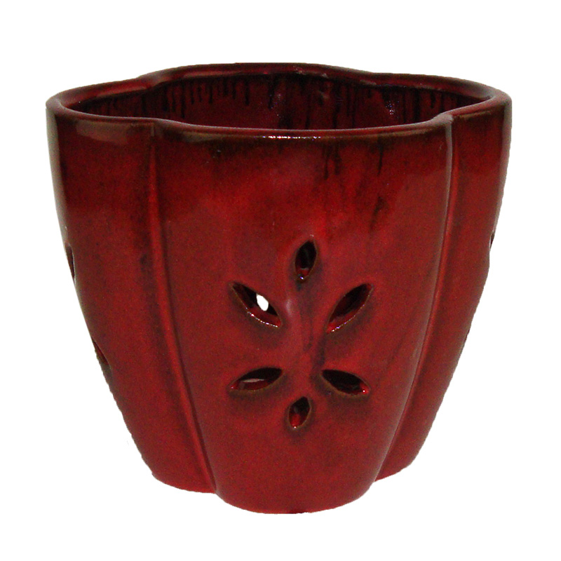 7" Red Star Ceramic Orchid Pot